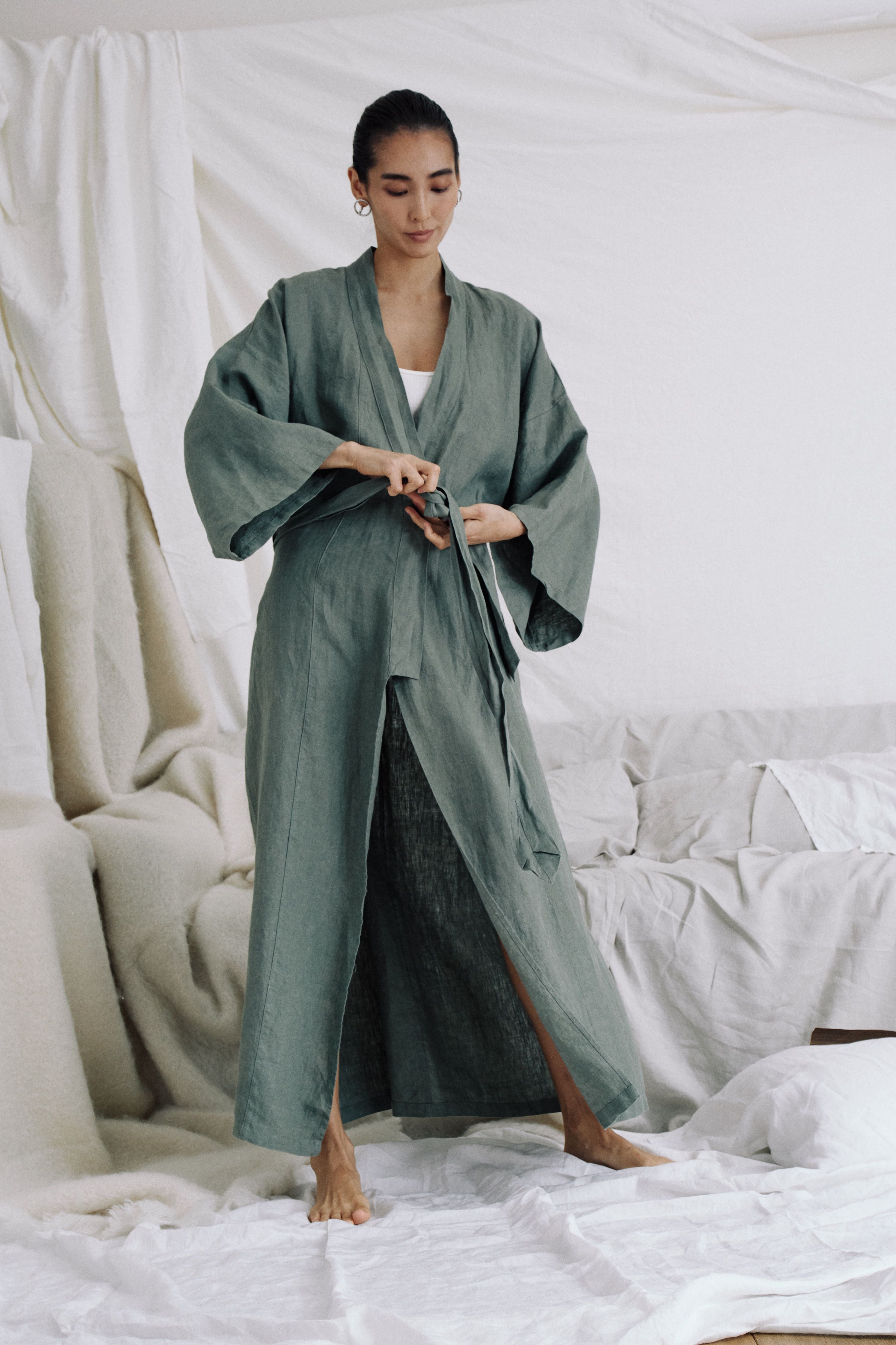 Naoko Linen Kimono Sleepwear Set